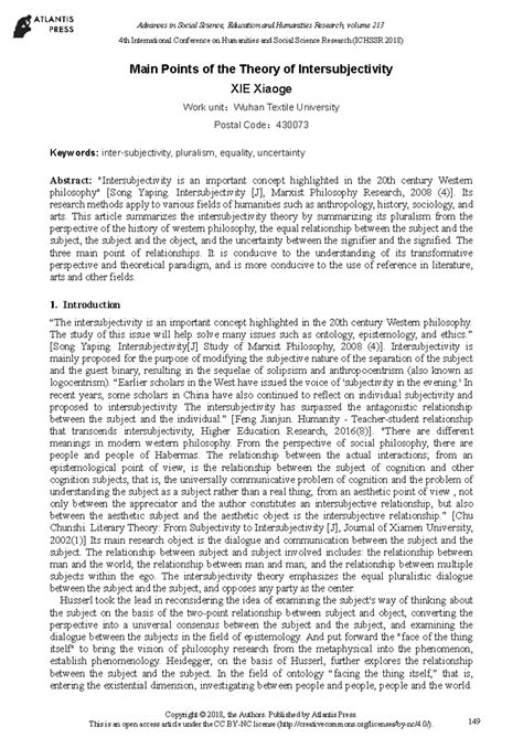 Intersubjectivity Theory Main Points Of The Theory Of