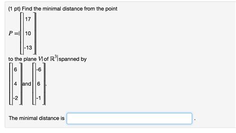 Solved Find The Minimal Distance From The Point P Chegg