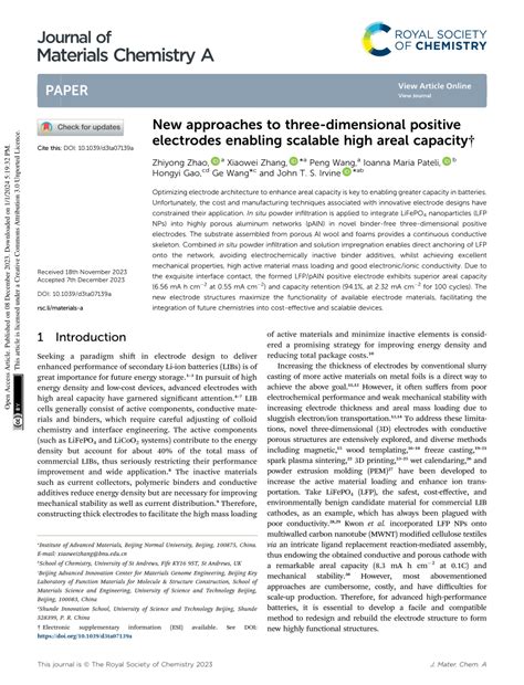 Pdf New Approaches To Three Dimensional Positive Electrodes Enabling Scalable High Areal Capacity