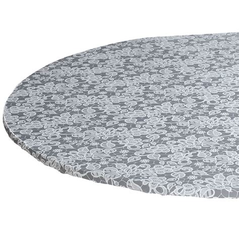 Lovely Lace Elasticized Table Cover Gray 42 X 68 Ovaloblong