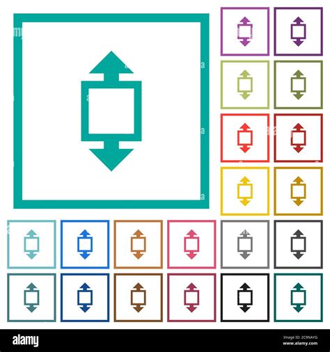 Height Tool Flat Color Icons With Quadrant Frames On White Background