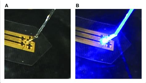 The Pictures Of Artifact Test For Au Electrode With A Led
