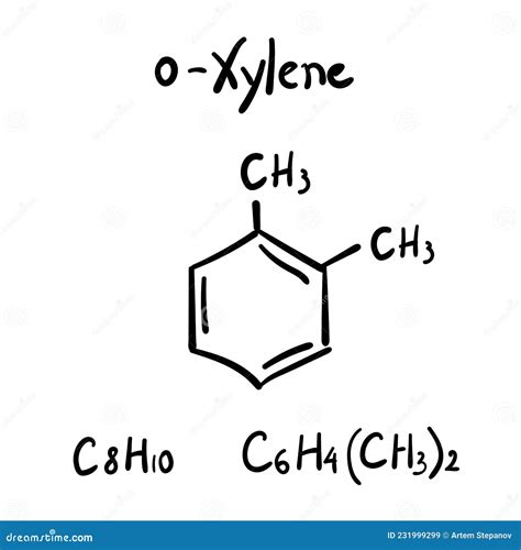 Xylene Molecule Vector Illustration Hydrogen And Carbon Structure Diagram