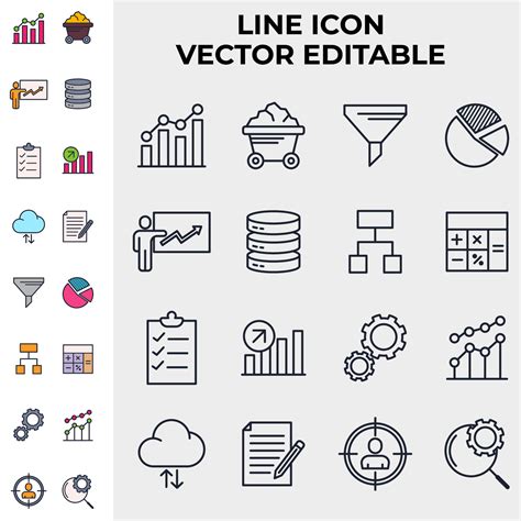 Data Analysis Set Icon Symbol Template For Graphic And Web Design