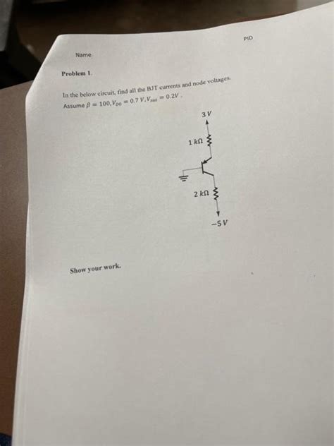 Solved Problem In The Below Circuit Find All The BJT Chegg