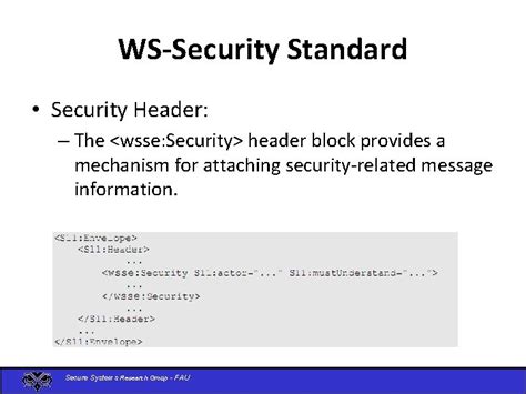 Patterns For Web Services Security Standards Presented By