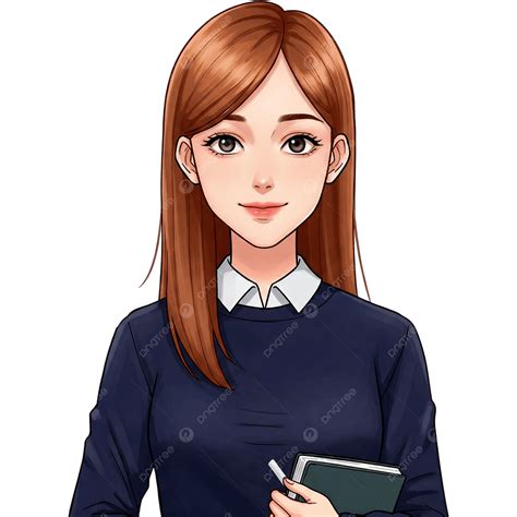 Hand Painted Cute Female Teacher Material Teacher Female Teacher