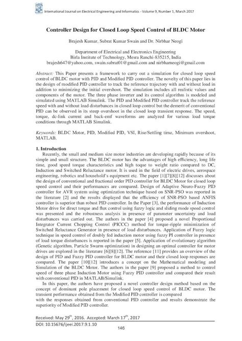 Pdf Controller Design For Closed Loop Speed Control Of Journal On