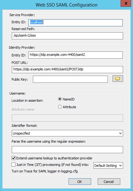 configuring a site for saml