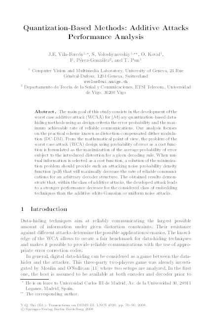 Pdf Quantization Based Methods Additive Attacks Performance Analysis
