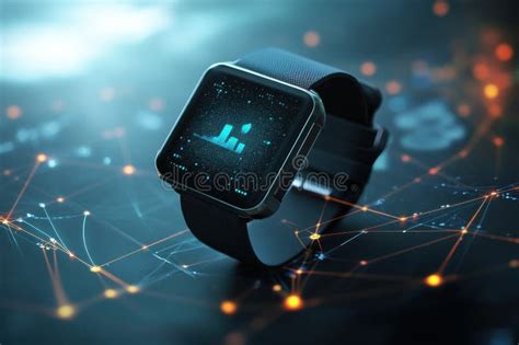Smartwatch Displaying Health Data On A Digital Interface With Abstract Connections In The