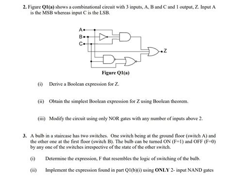 solved 2 figure q1 a shows a combinational circuit with 3