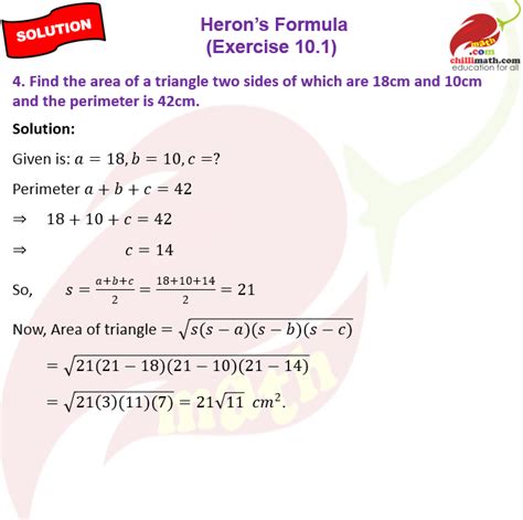 Ncert Solutions Class 9 Chapter 10 Herons Formula Exercise 101 Question 4