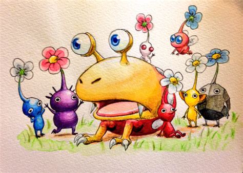 Yamato Koara Blue Pikmin Bulborb Purple Pikmin Red Pikmin Rock