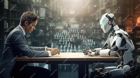 Premium Ai Image Humanrobot Collaboration With Ai