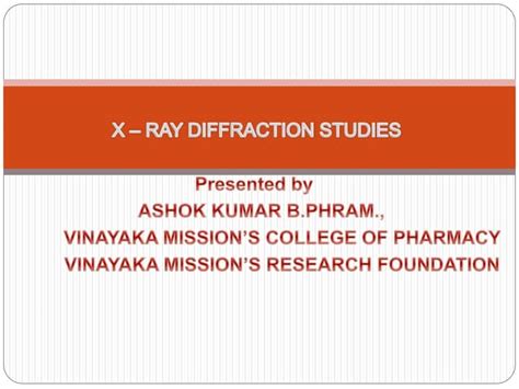 Xrd X Ray Diffraction Presentation Pptx