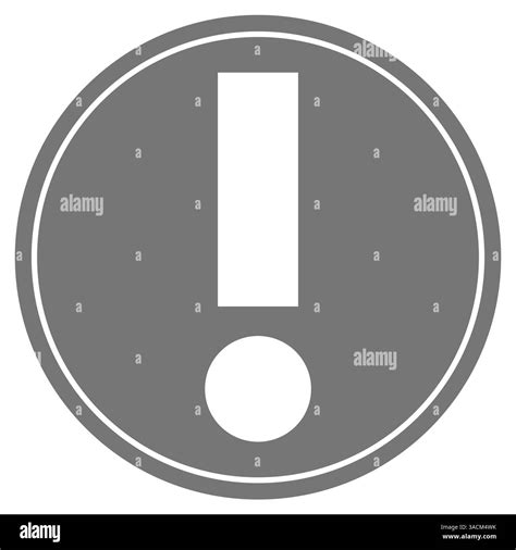 Round Gray Button With Border Shows Exclamation Mark Warning