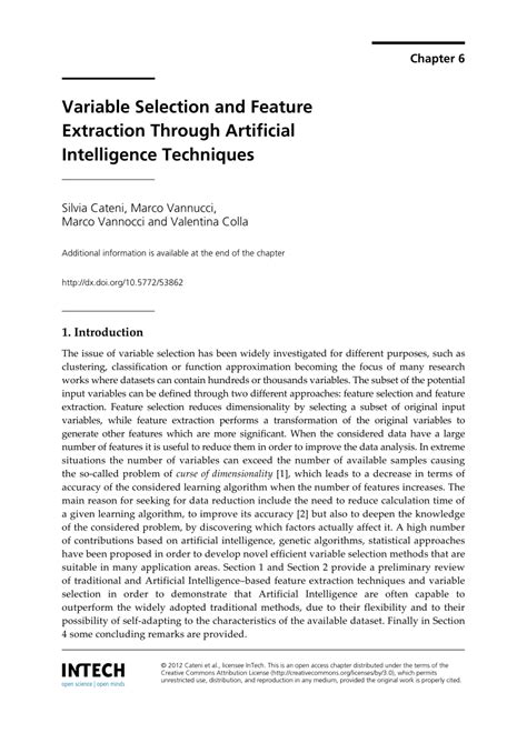Pdf Variable Selection And Feature Extraction Through Artificial Intelligence Techniques