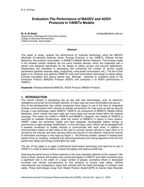 Pdf Evaluation The Performance Of Maodv And Aodv Protocols In Vanets Models