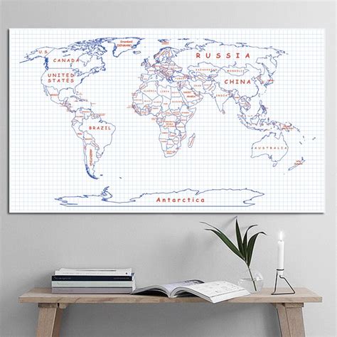 Mesh Pattern World Map Poster Size Wall Decoration Vicedeal
