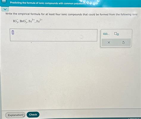 Solved Predicting The Formula Of Ionic Compounds With Common Chegg
