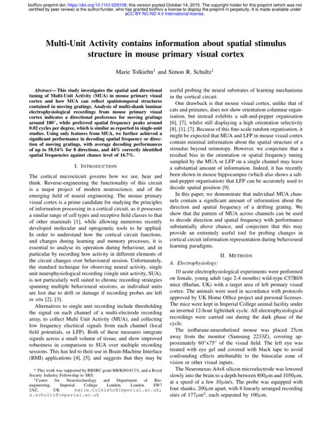 pdf multi unit activity contains information about spatial stimulus
