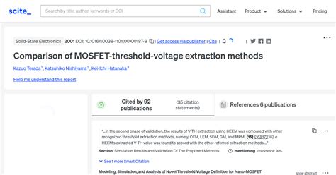 Comparison Of Mosfet Threshold Voltage Extraction Methods