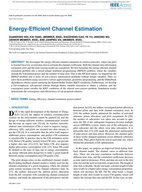 PDF Energy Efficient Channel Estimation