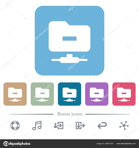Ftp Remove White Flat Icons Color Rounded Square Backgrounds Bonus Stock Vector Image By
