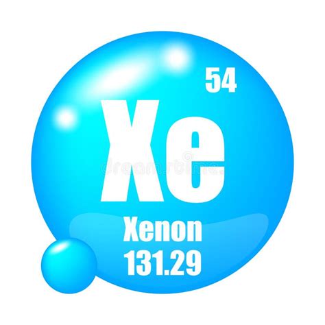 Xenon Icon Xe Chemical Element Atomic Number 54 Mass 131 29 Blue Sphere Stock Vector