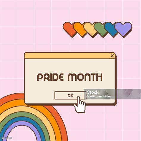 Lgbtq 프라이드 월을위한 오래된 학교 향수 디자인의 소셜 미디어 게시물 레트로 80 년대 90 년대 무지개와 심장으로 미적