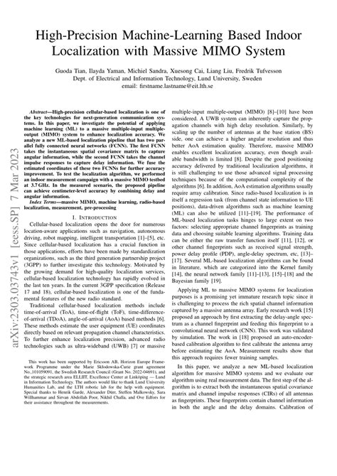 Pdf High Precision Machine Learning Based Indoor Localization With