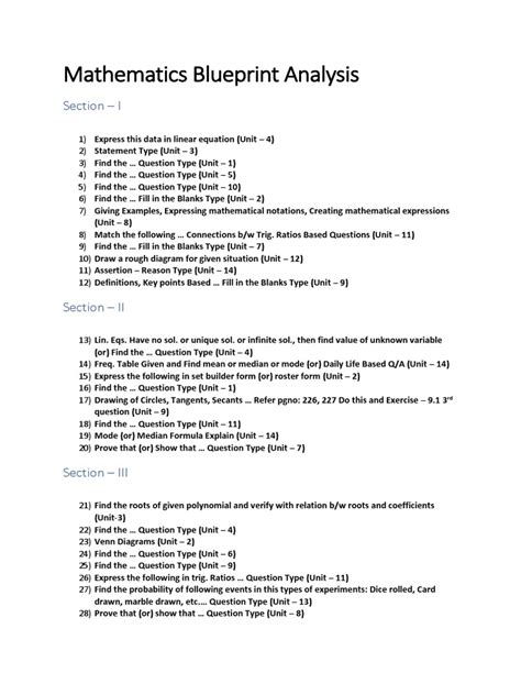 Mathematics Blueprint Analysis Pdf