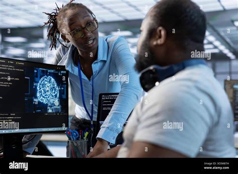 Manager Admonishing Ai Programmer After Making Error Damaging High Tech Data Center Supervisor