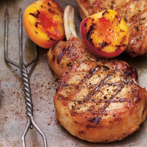 Grilled Pork Chops With Herbed Cheese And Grilled Peaches Ricardo