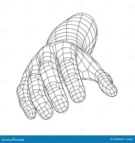 Polygon Mesh Or Wireframe Hand Reaching To Viewer Cartoon Vector