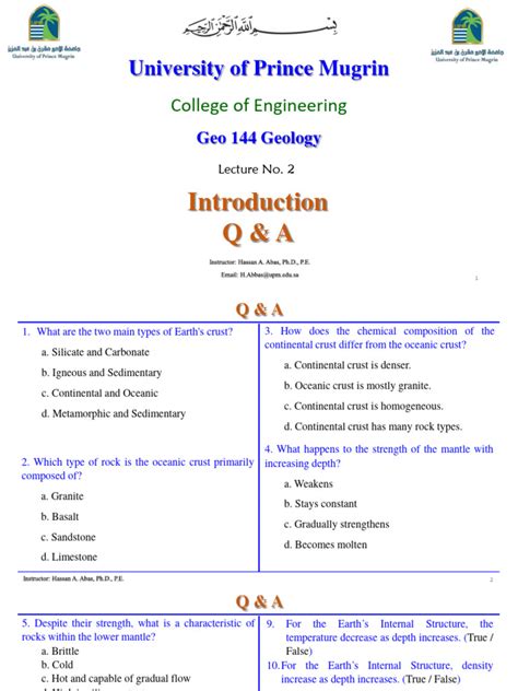 Lecture 2 Introduction Qanda Pdf Rock Geology Crust Geology