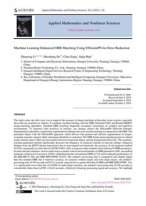 pdf machine learning enhanced orb matching using efficientps for