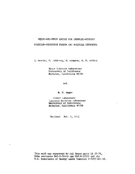 Pdf Wedge‐and‐strip Anodes For Centroid‐finding Position‐sensitive Photon And Particle Detectors