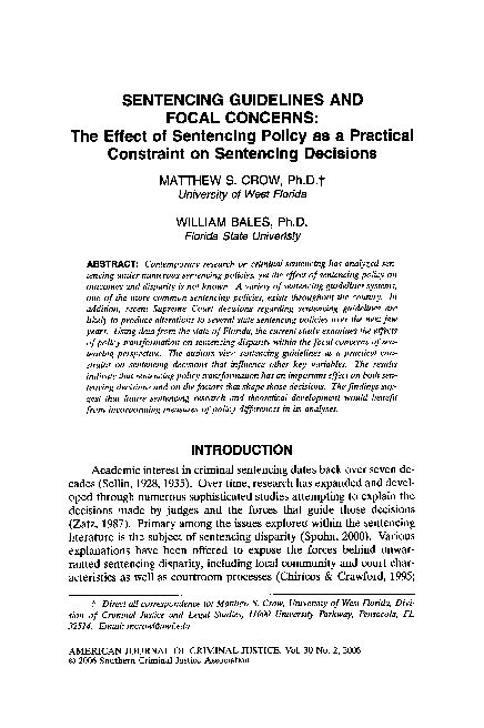 Pdf Sentencing Guidelines And Focal Concerns The Effect Of Sentencing Policy As A Practical
