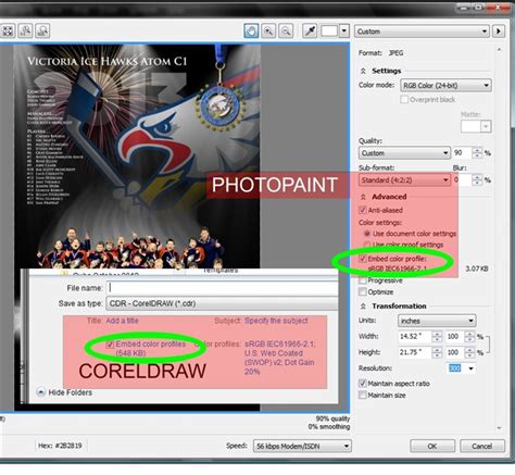 embed color profiles how to turn it off coreldraw x5 coreldraw