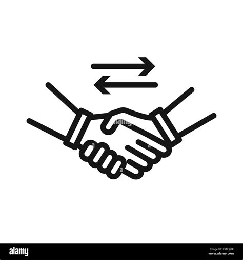 Business Agreement Handshake Icon Black Line Art Vector In Black And