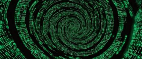A Spiraling Vortex Of Green Binary Code On A Black Background Evoking