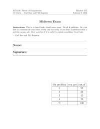 Midterm Exam Introduction To Theory Computation 2006 ECS 120 Docsity