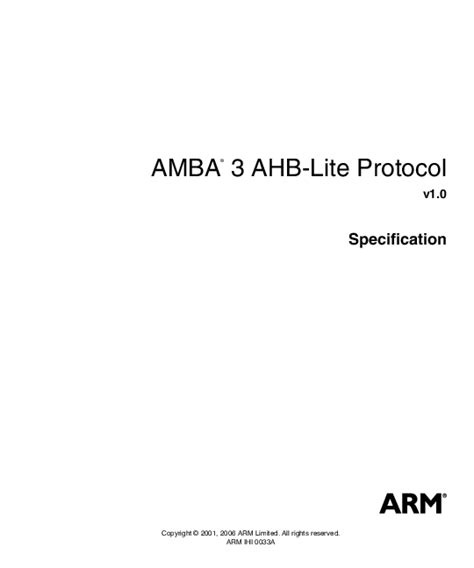 Pdf Amba ® 3 Ahb Lite Protocol Specification