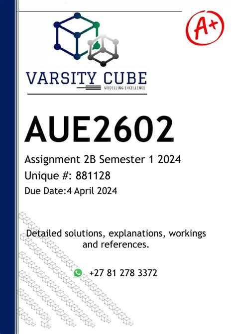 Aue2602 Assignment 2b Detailed Answers Semester 1 2024 Distinction Guaranteed Corporate