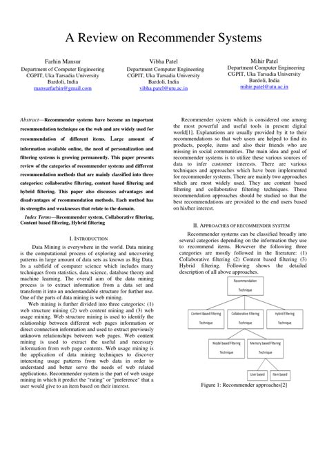 Pdf A Review On Recommender Systems