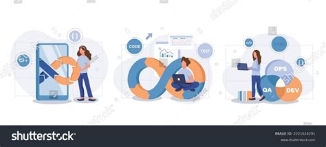 Devops Web Concept People Scenes Set Stock Vector Royalty Free Shutterstock