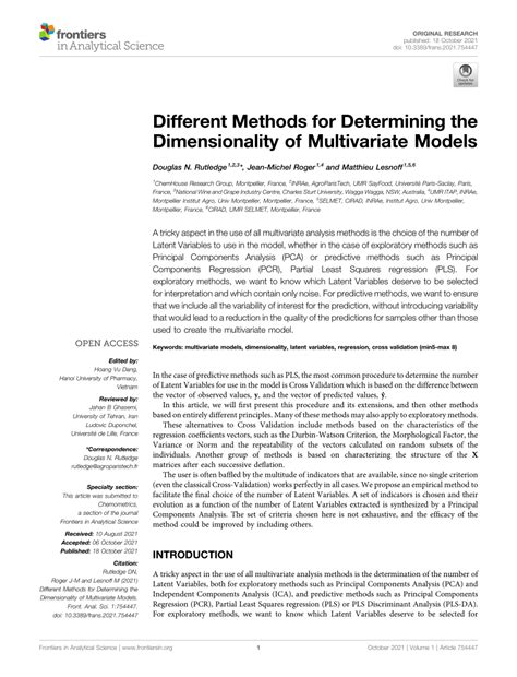 Pdf Different Methods For Determining The Dimensionality Of
