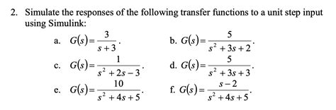 Solved Simulate The Responses Of The Following Transfer Chegg
